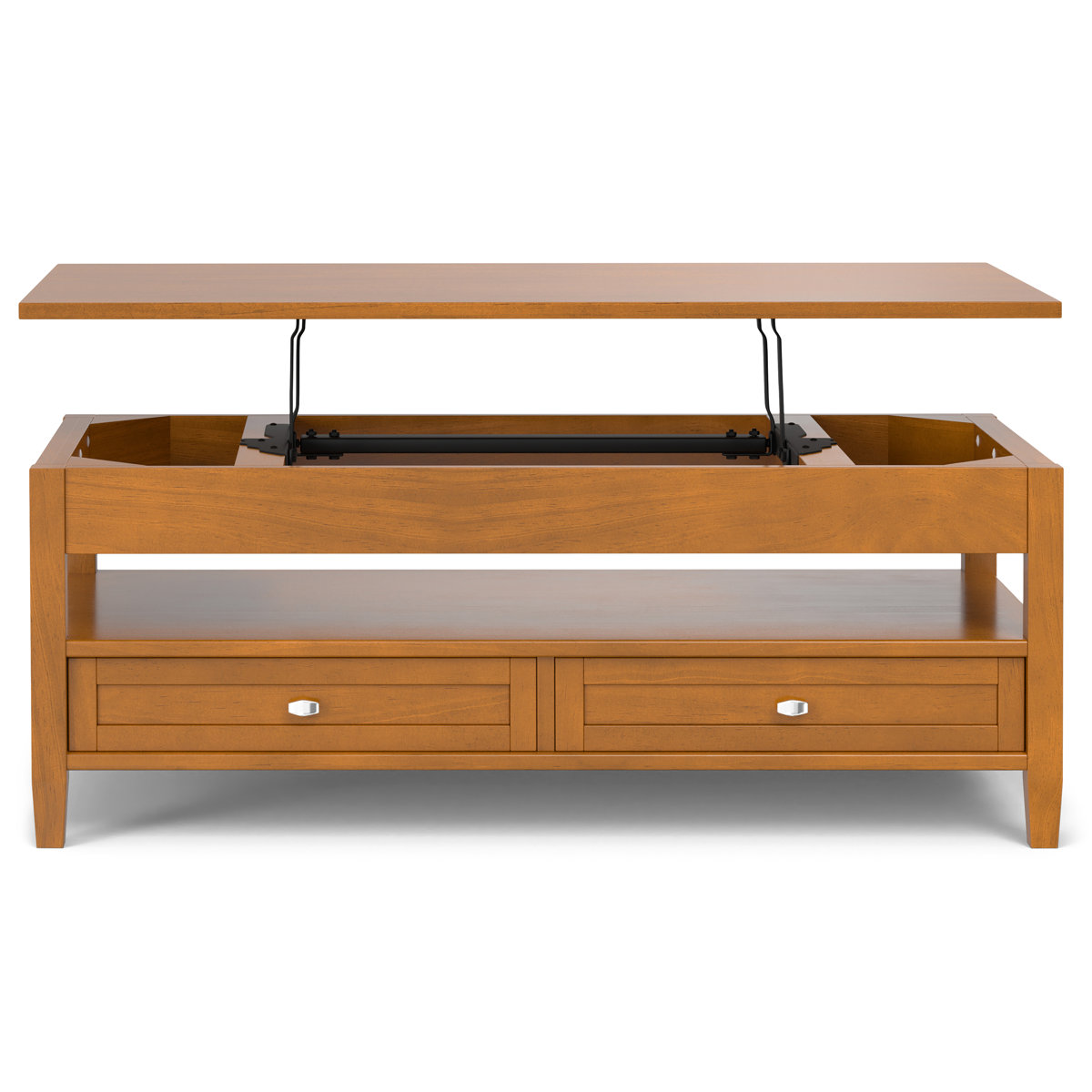 Simpli Home Warm Shaker 48"W Solid Wood Lift Top Coffee Table with Hidden Storage, Two Drawers ...